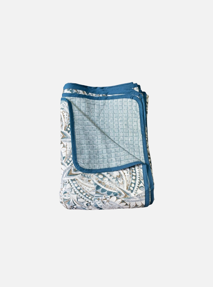 Double cot dohar-Blue grey rangoli pattern Blue border – The Little ...