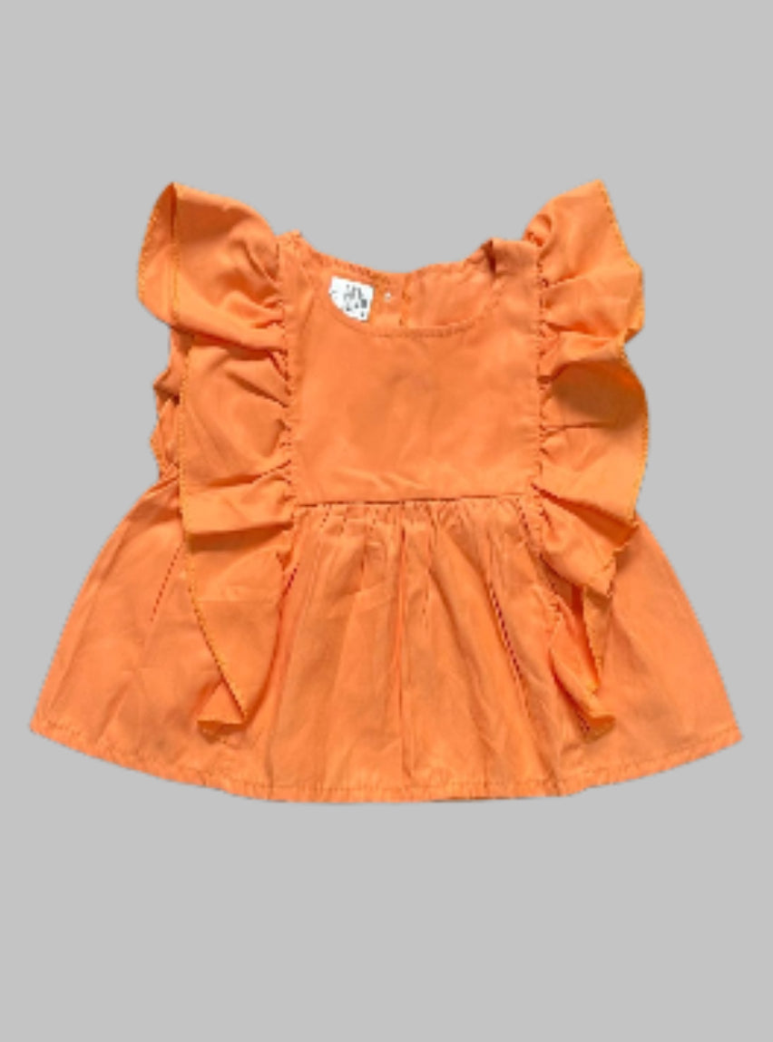 Girls Half Sleeve Frock - Dark Orange – The Little Wardrobe