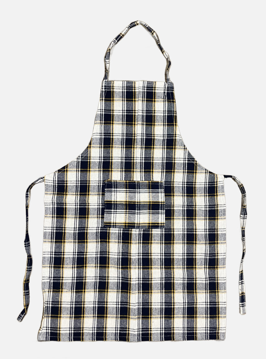 Pure Cotton Adult Apron - Navy Blue White Check Design – The Little ...